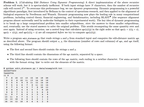 Solved Problem Calculating Edit Distance Using Dynamic Chegg