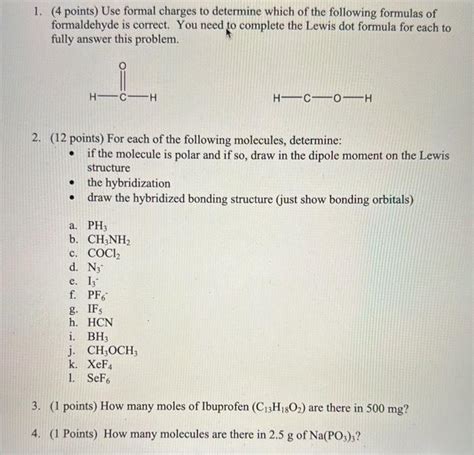 solved 1 4 points use formal charges to determine which
