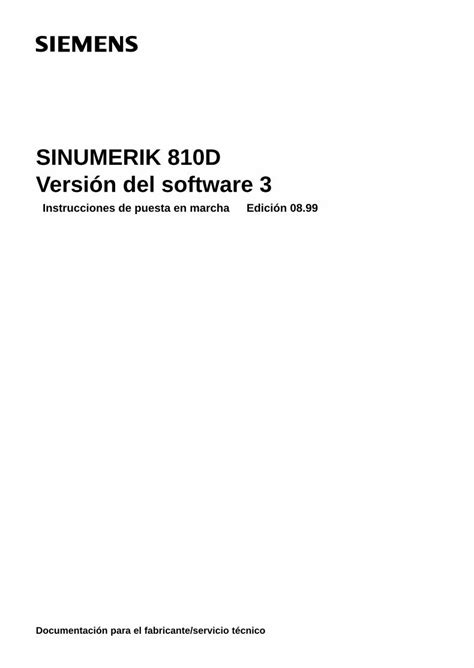 Pdf Sinumerik 810d Versión Del Software 3 Siemens Ag · Las Demás