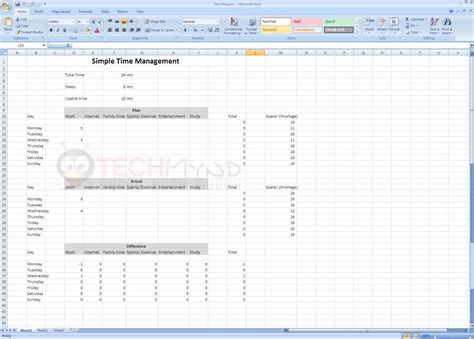 Time Management Excel Template — Db
