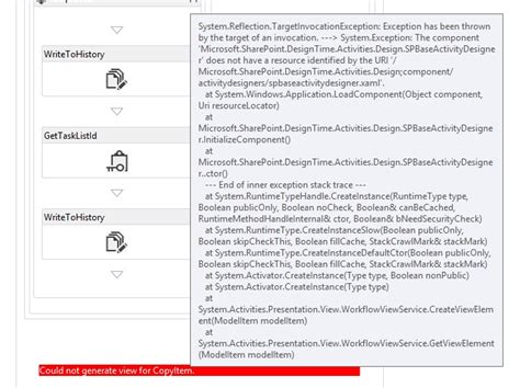 Visual Studio 2013 Error Workflow Could Not Generate View For Item