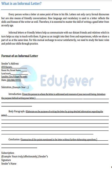 CBSE Class English Informal Letter