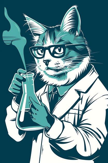Premium Photo Chemist Cat Experimenting With A Beaker Pose Wearing A