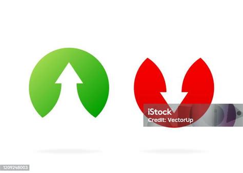 위아래 화살표 빨간색과 녹색 아이콘입니다 흰색 배경에 격리된 그림입니다 이익 표시가 있는 벡터 그림입니다 3차원 형태에 대한 스톡 벡터 아트 및 기타 이미지 Istock