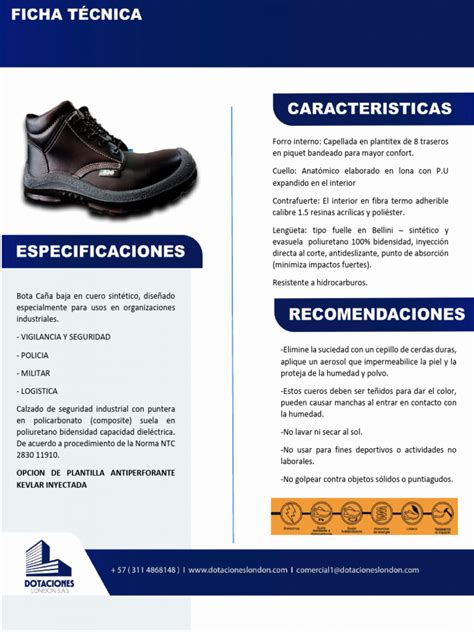 Ficha Técnica Bota De Seguridad 820 Pdf
