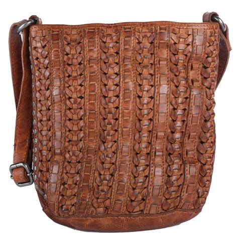 Wells Crossbody Cognac Leather Crossbody Bag Leather Woven
