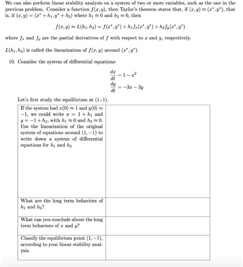 Solved We Can Also Perform Linear Stability Analysis On A Chegg