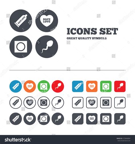 Safe Sex Love Icons Condom Package Stock Vector Royalty Free