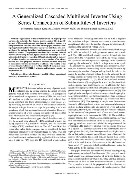 pdf a generalized cascaded multilevel inverter using series