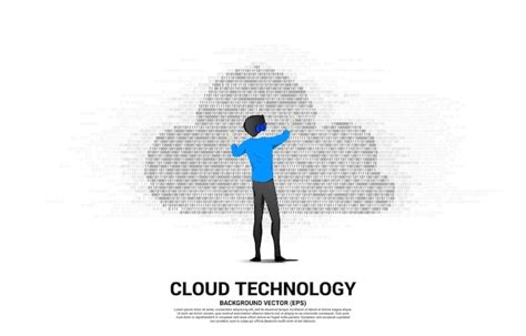 Premium Vector Silhouette Man Wear Vr Glasses With Cloud Binary Code