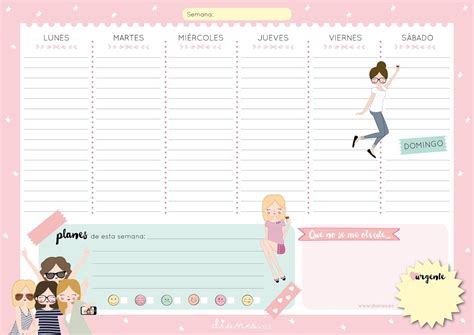 Planning Semanal Planificador Gratuito Planificador Planificador De
