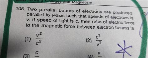[answered] Charges And Magnetism 105 Two Parallel Beams Of Electrons