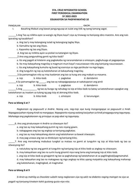 Esp Melcs Grade 10pdf