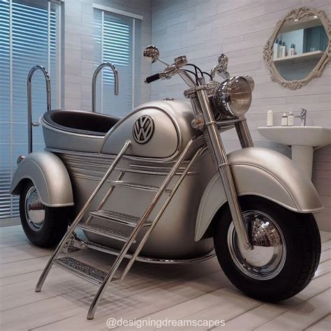 Three Wheeled Volkswagen Motorcycle Shaped Bathtub A Fun Twist On