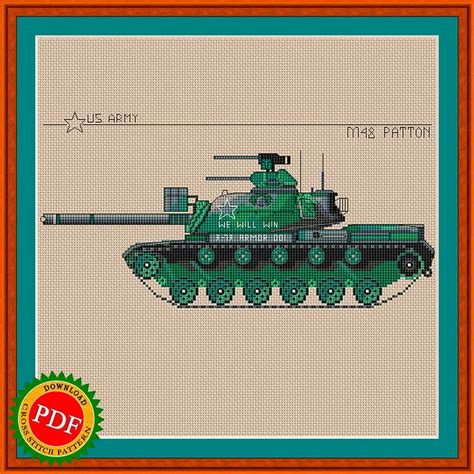 M48 Patton Cross Stitch Pattern American Main Battle Tank M48 Patton