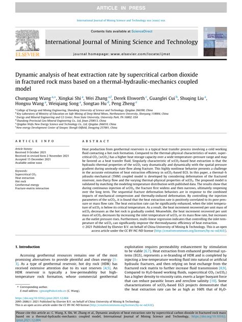 Pdf Dynamic Analysis Of Heat Extraction Rate By Supercritical Carbon Dioxide In Fractured Rock