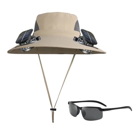 Solar Powered Fan Hat For Men Outdoor Wide Brim Cooling Sun Hat With