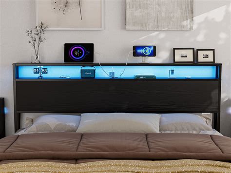 Ivy Bronx Kaiwei Storage Headboard With Led Lights And Charging Station