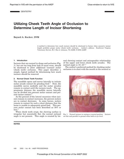 Pdf Utilizing Cheek Teeth Angle Of Occlusion To Determine Length Of