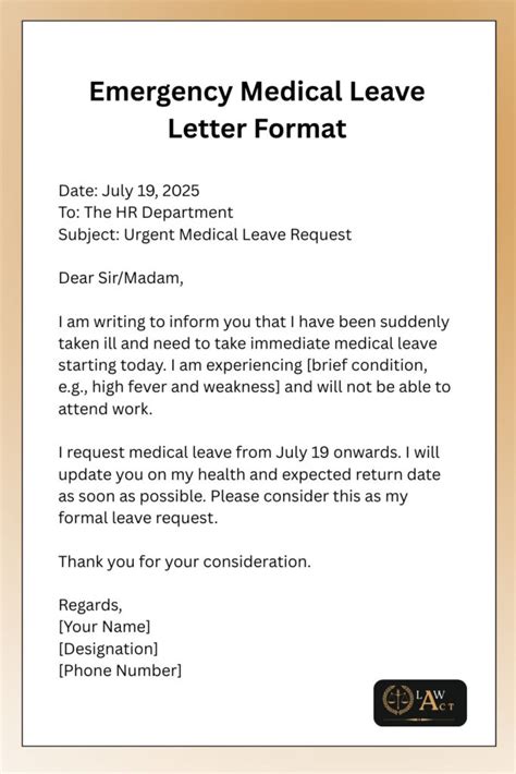 Medical Leave Letter Format