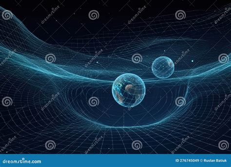 Gravity Planet Earth Gravitational Waves Concept Physical And Technology Background Stock