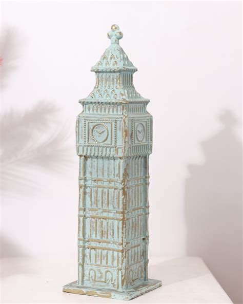 Order Happiness Decorative Clock Tower Statue Showpiece For Table Top