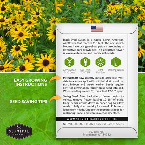 Black Eyed Susan Native Wildflower Seeds Survivalgardenseeds