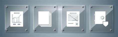 방패로 안전 설정 파일 문서 삭제 깨끗한 용지 및 그래프 차트문서 정사각형 유리 패널 벡터 거절에 대한 스톡 벡터 아트 및 기타