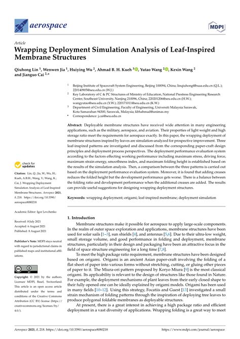 Pdf Wrapping Deployment Simulation Analysis Of Leaf Inspired Membrane