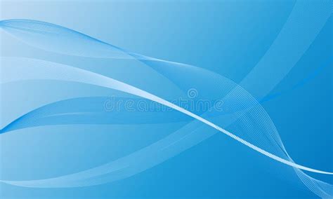 Abstract Blue Light Smooth Lines Wave Curves With Gradient Background Stock Vector