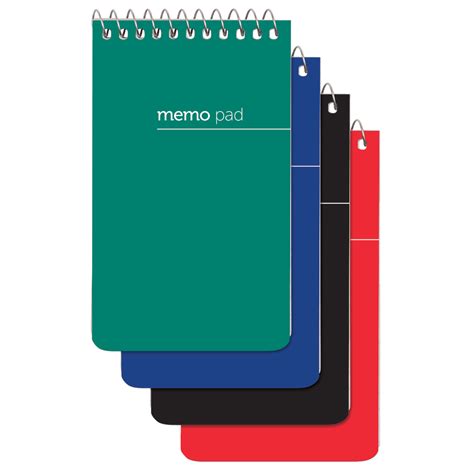 Wirebound Top Opening Memo Pads 3 X 5 College Ruled 60 Sheets Per Pad Assorted Colors No