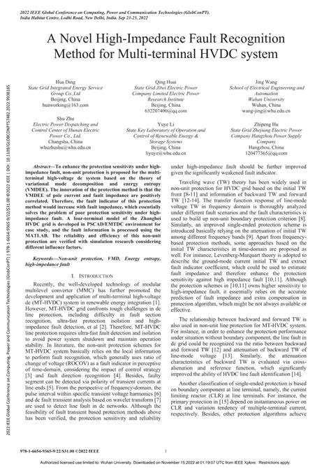 Pdf A Novel High Impedance Fault Recognition Method For Multi Terminal Hvdc System