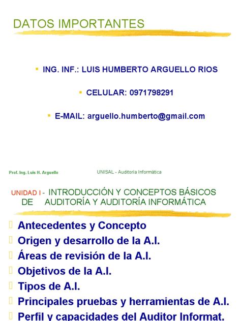 Unidad Iintroducción Y Conceptos Básicos Pdf Auditoría Informática
