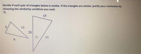 solved decide if each pair of triangles below is similar if the
