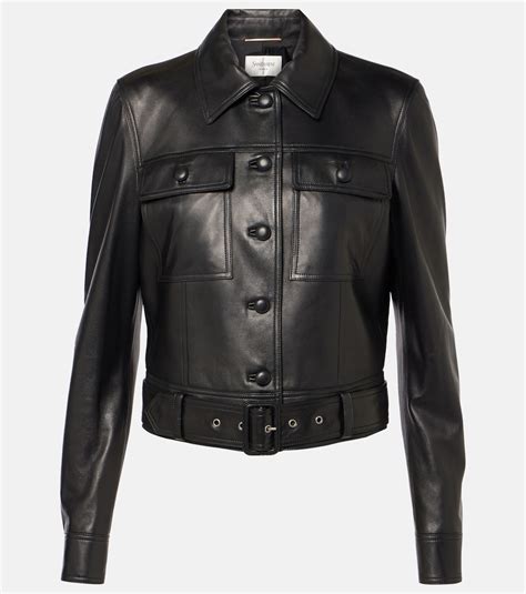 Cropped Leather Jacket In Black Saint Laurent Mytheresa