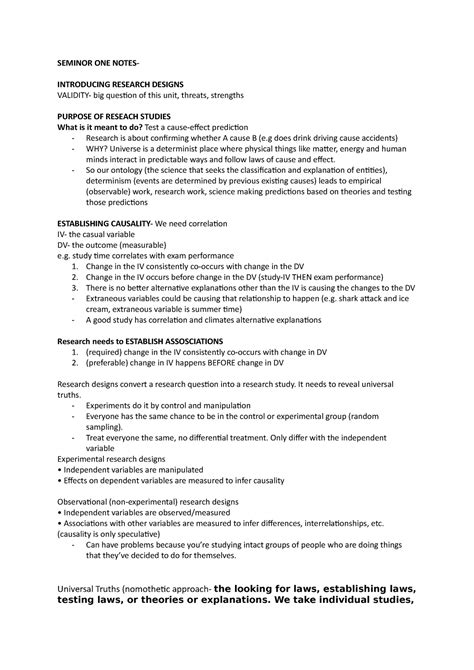 Hsp 104 Seminar Notes Seminor One Notes Introducing Research