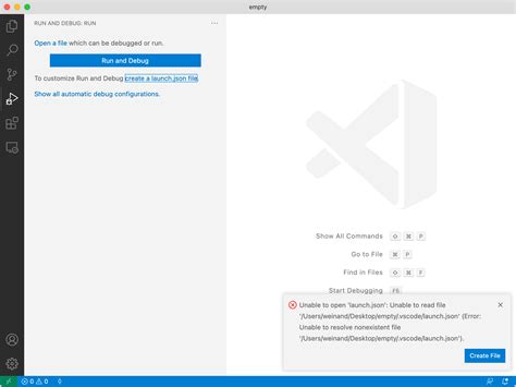 Cancelling Launch Json Creation Results In Error Notification Issue Microsoft Vscode