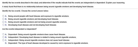 Solved Identify The Two Events Described In The Study And Chegg Com