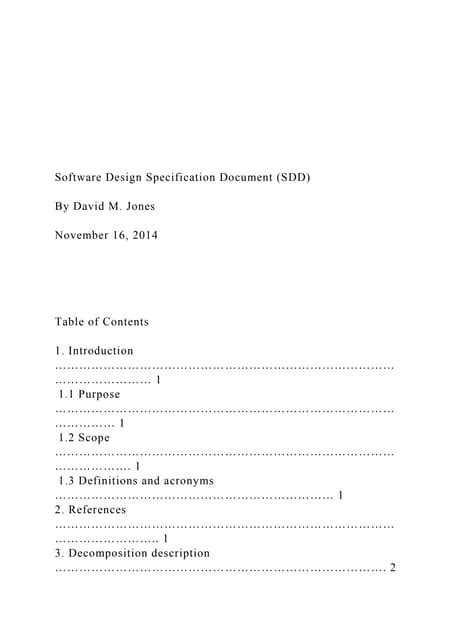 Software Design Specification Document Sdd By Da Docx