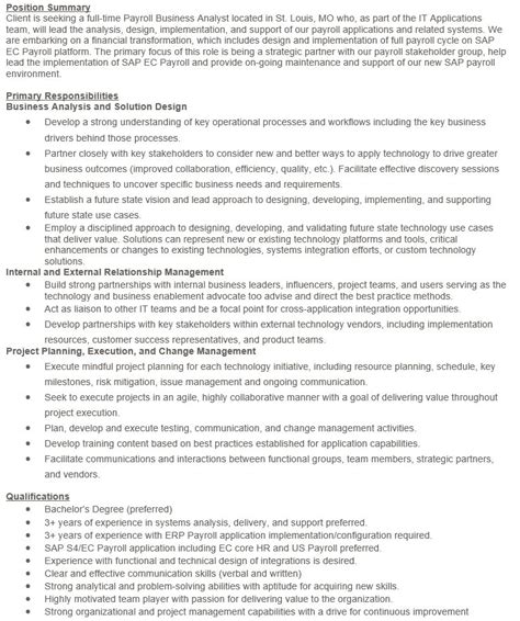 John Kovac On Linkedin One Of Our Clients Based In St Louis Mo Is Seeking A Full Time Payroll…