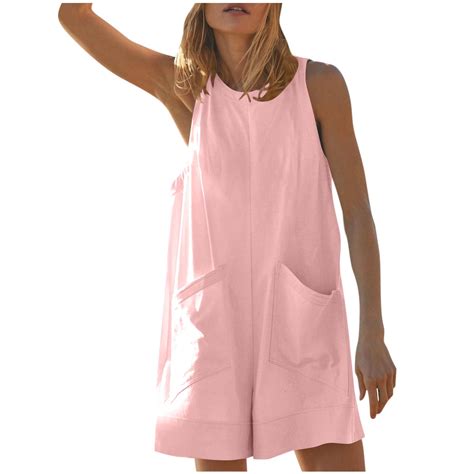 Dealovy Rompers For Women Casual Sleeveless Jumpsuits Wide Leg Loose