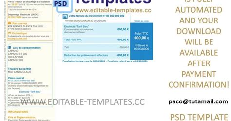 France Bill Edf Template Editable Templates