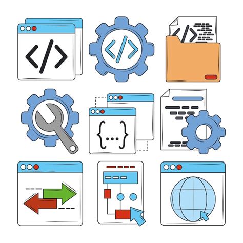 premium vector web development digital software search engine
