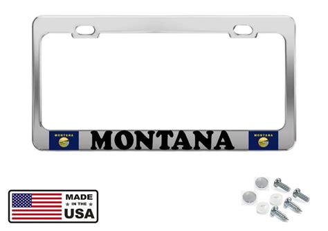 Montana Flag Chrome Heavy Duty Metal License Plate Frame Border