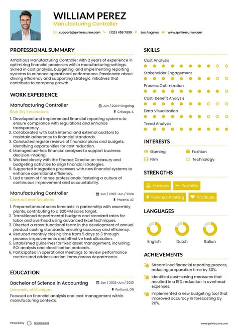10 Manufacturing Controller Resume Samples And Templates For 2025