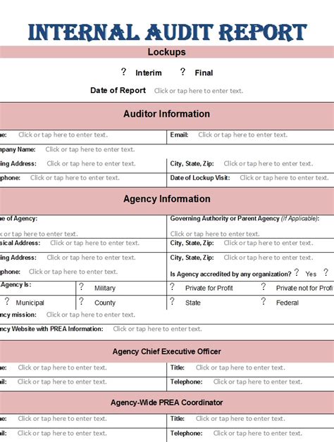Company Internal Audit Report Templates Free Report Templates