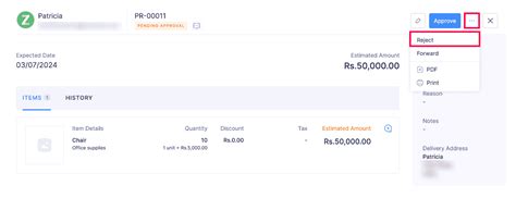 Approve Or Reject Purchase Requests User Guide Zoho Expense