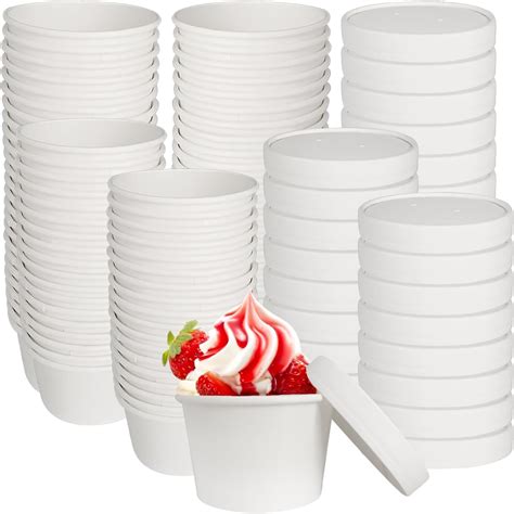 Paper Ice Cream Cups With Lids 50 Pack 8 Oz Insulated