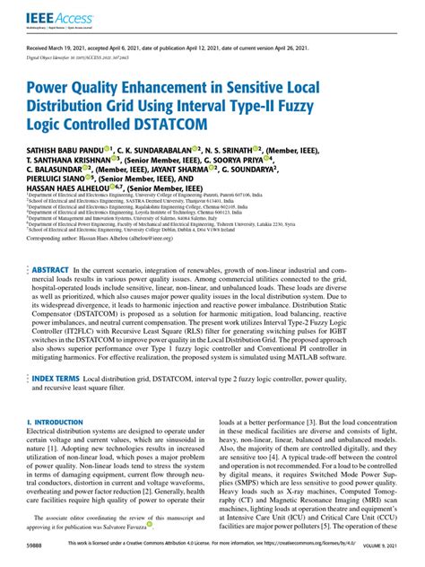 Power Quality Enhancement In Sensitive Local Distribution Grid Using Interval Type Ii Fuzzy