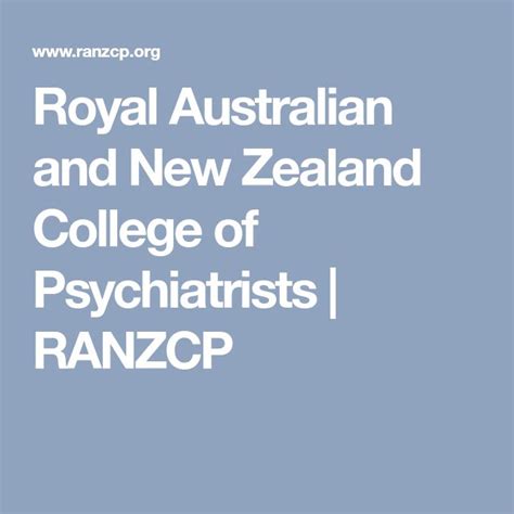 Royal Australian And New Zealand College Of Psychiatrists Ranzcp